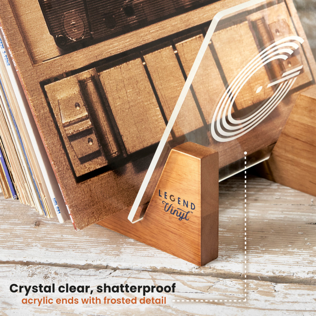 Record Display Shelf Unit in Vintage Oak with Acrylic Ends - Legend Vinyl